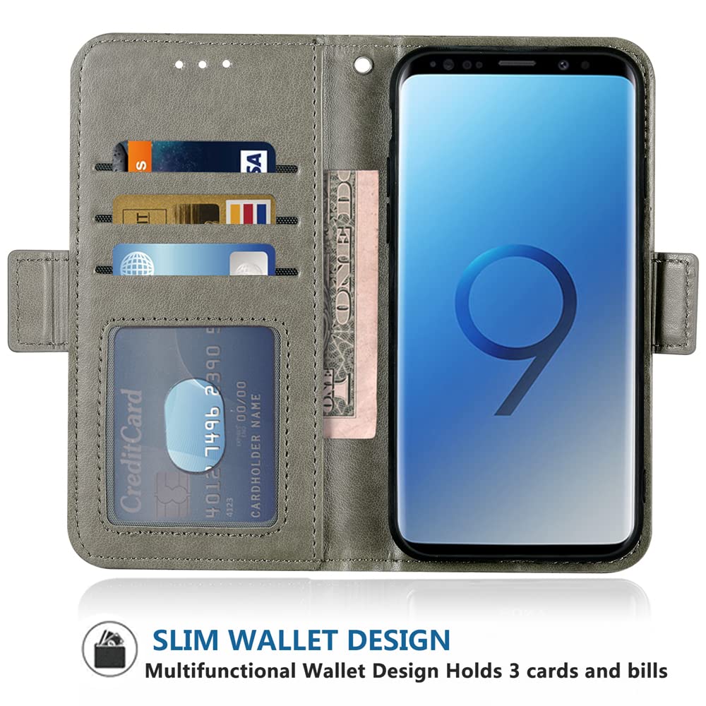 FDCWTSH Compatible with Samsung Galaxy A02S Wallet Case Wrist Strap Lanyard Leather Flip Cover Card Holder Stand Cell Accessories Phone Cover for Glaxay A 02s Galaxies M02s SM-A025V Women Men Grey