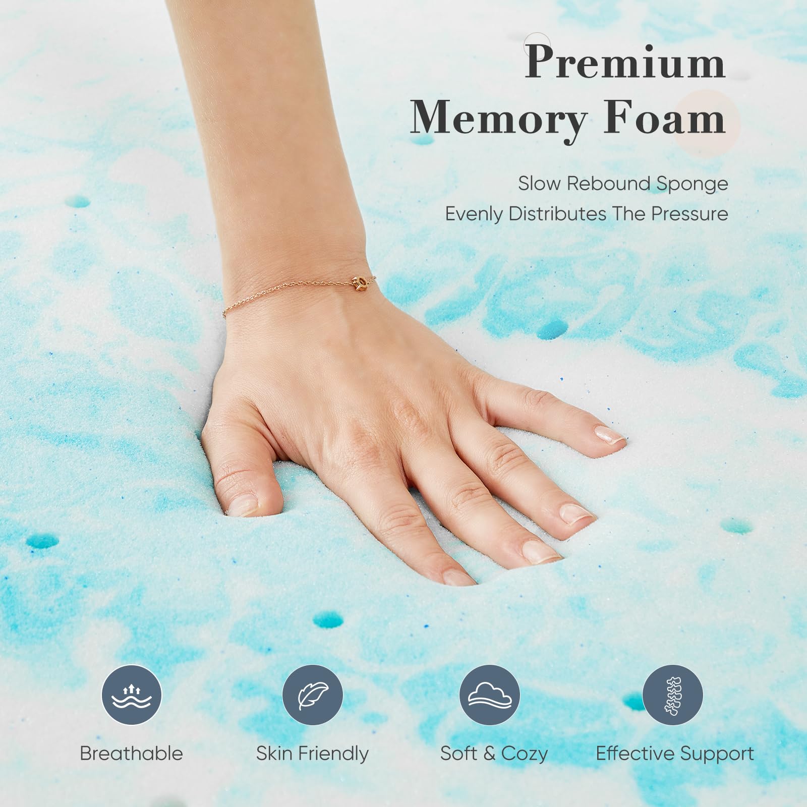 Memory Foam Mattress Topper Full, 2 Inch Thick Gel Infused Bed Toppers for Full Size Bed, Soft Mattress Pads for Sleeper Sofa, RV, Camper, CertiPUR-US Certified