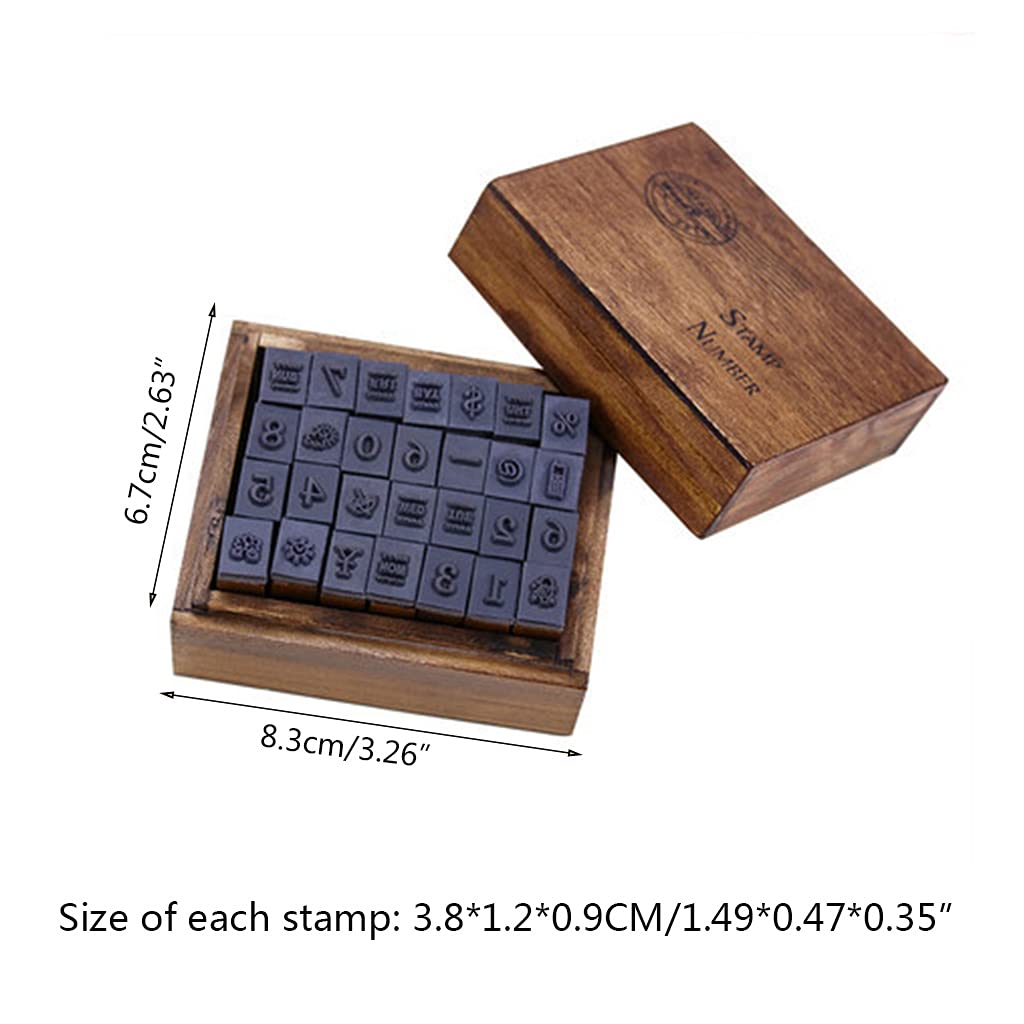 28 Pieces Retro Digital Weather Wooden Stamps Vintage Wood Rubber Stamp Block for DIY Scrapbooking Diary Embellishments Nature Wood Rubber Stamps Set for Card Making Crafting
