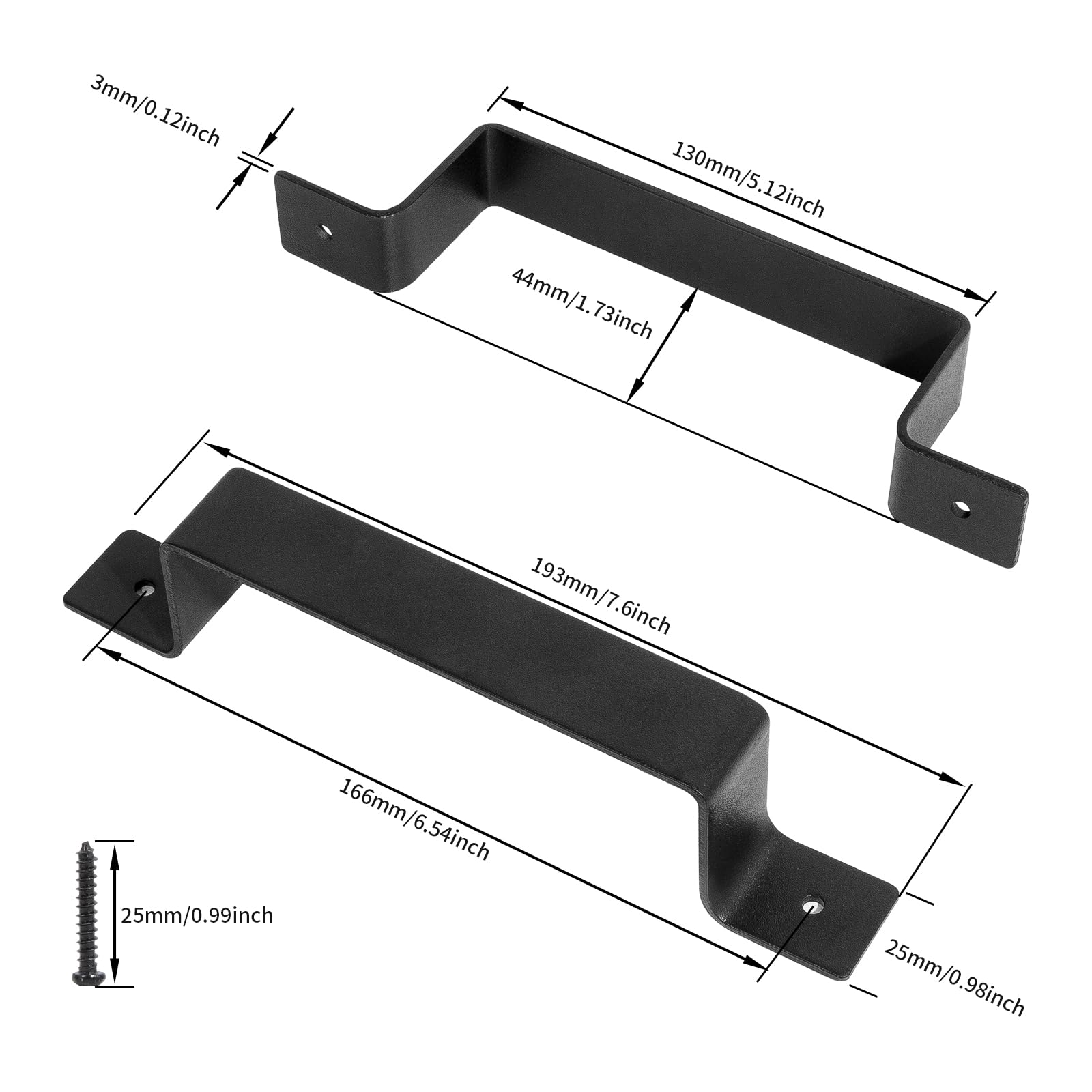 gaizda Barn Door Handle Black Steel Hardware,for Sliding Door Fence Door Wardrobe Drawer Garage Warehouse, Rustic Style (2pcs)