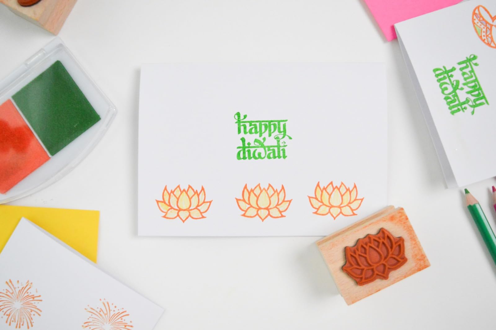 Diwali Wooden Stamp Set – Ideal Gift for Diwali, Arts & Crafts Enthusiasts, and Celebrations - Perfect for Rangoli, DIY Crafts, Card Making & Festive Decorations