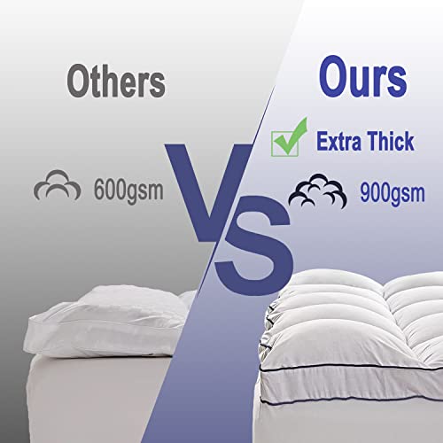 SWTMERRY King Size Mattress Pad Topper - Extra Thick Quilted Fitted Mattress Protector Pillow Cotton Top with 21" Deep Pocket for 8-24 inches Mattress,Soft and Breathable Bed Topper Cover