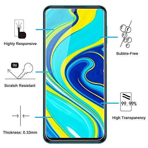 NEW'C 3 Pack Designed for Xiaomi Redmi Note 9S, 9 Pro, 9 Pro Max Screen Protector Tempered Glass, Case Friendly Anti Scratch Bubble Free Ultra Resistant