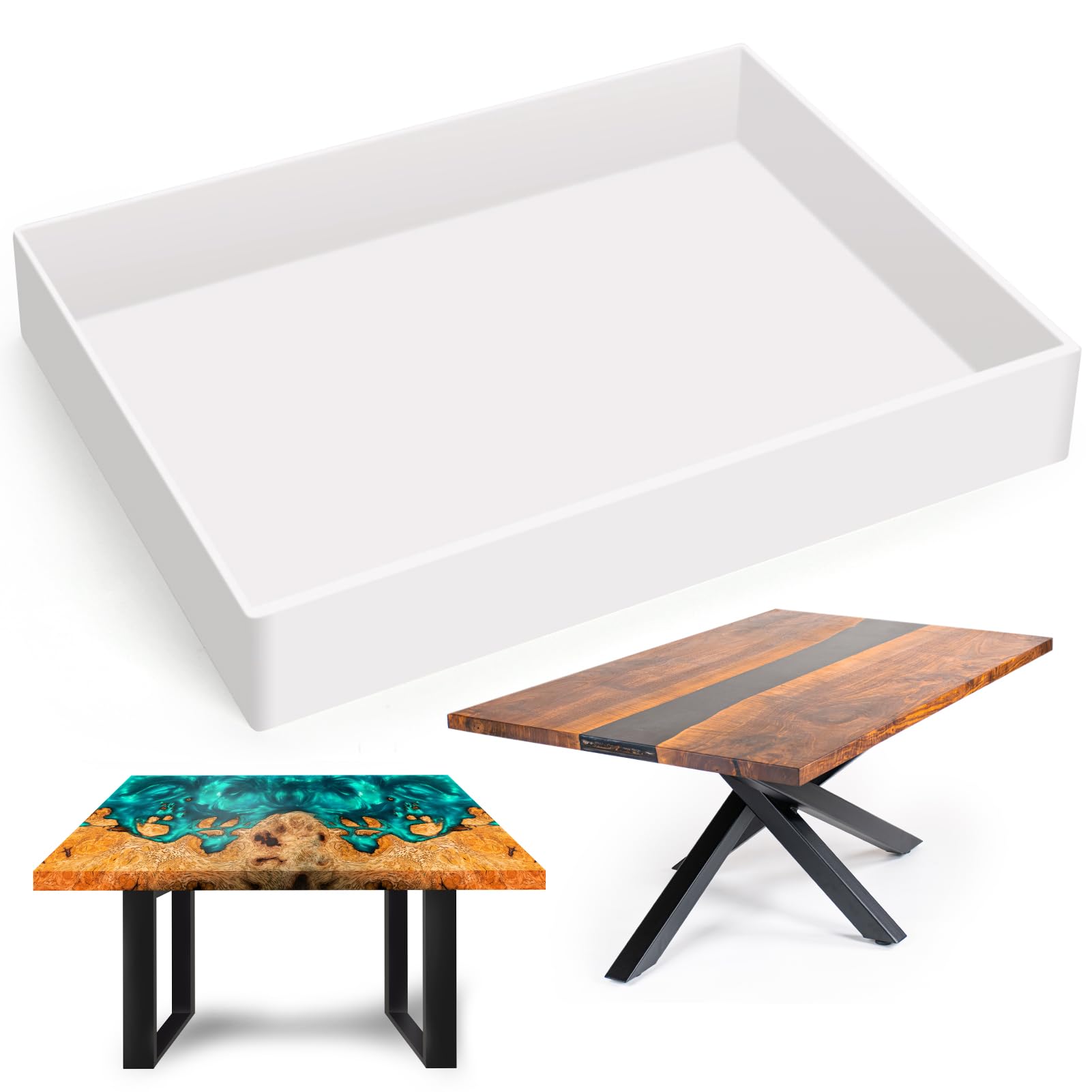 Sntieecr Large Rectangle Resin Table Molds, 16 x 12 x 2.4 Inch Charcuterie Board Resin Mold, Epoxy Table Mold for Tray Board, River Coffee Table, DIY Art Home Decoration