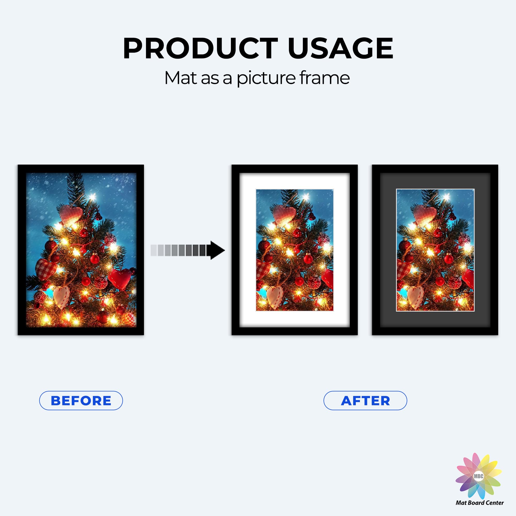 Mat Board Center, 10 Pack Pre-Cut 5x7 Picture Mats for 4x6 Photos/Prints - Acid Free, Bevel Cut, White Core, 4-Ply Thickness (White & Black)