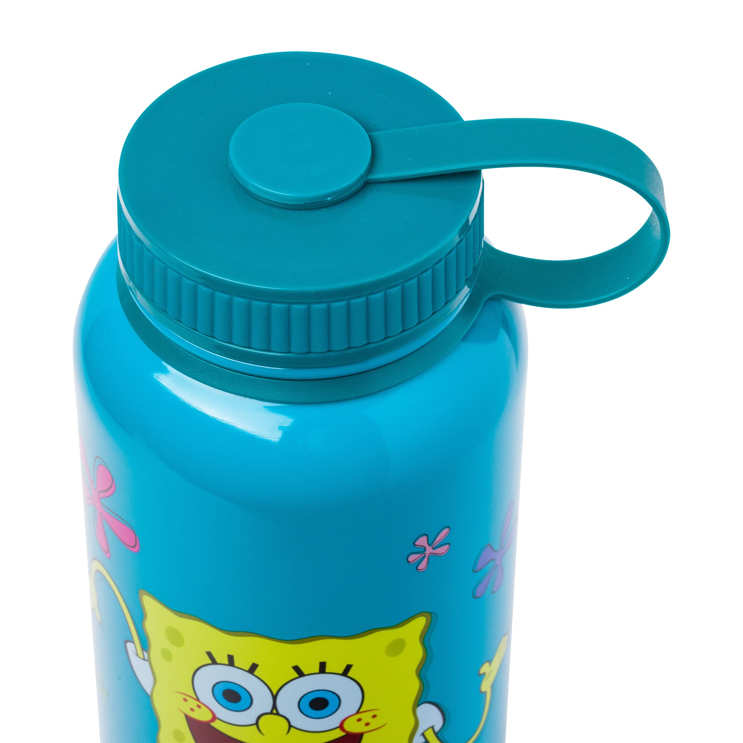 Silver Buffalo Spongebob Sup Fishes Stainless Steel Water Bottle With Twist Lid, 42 Ounces