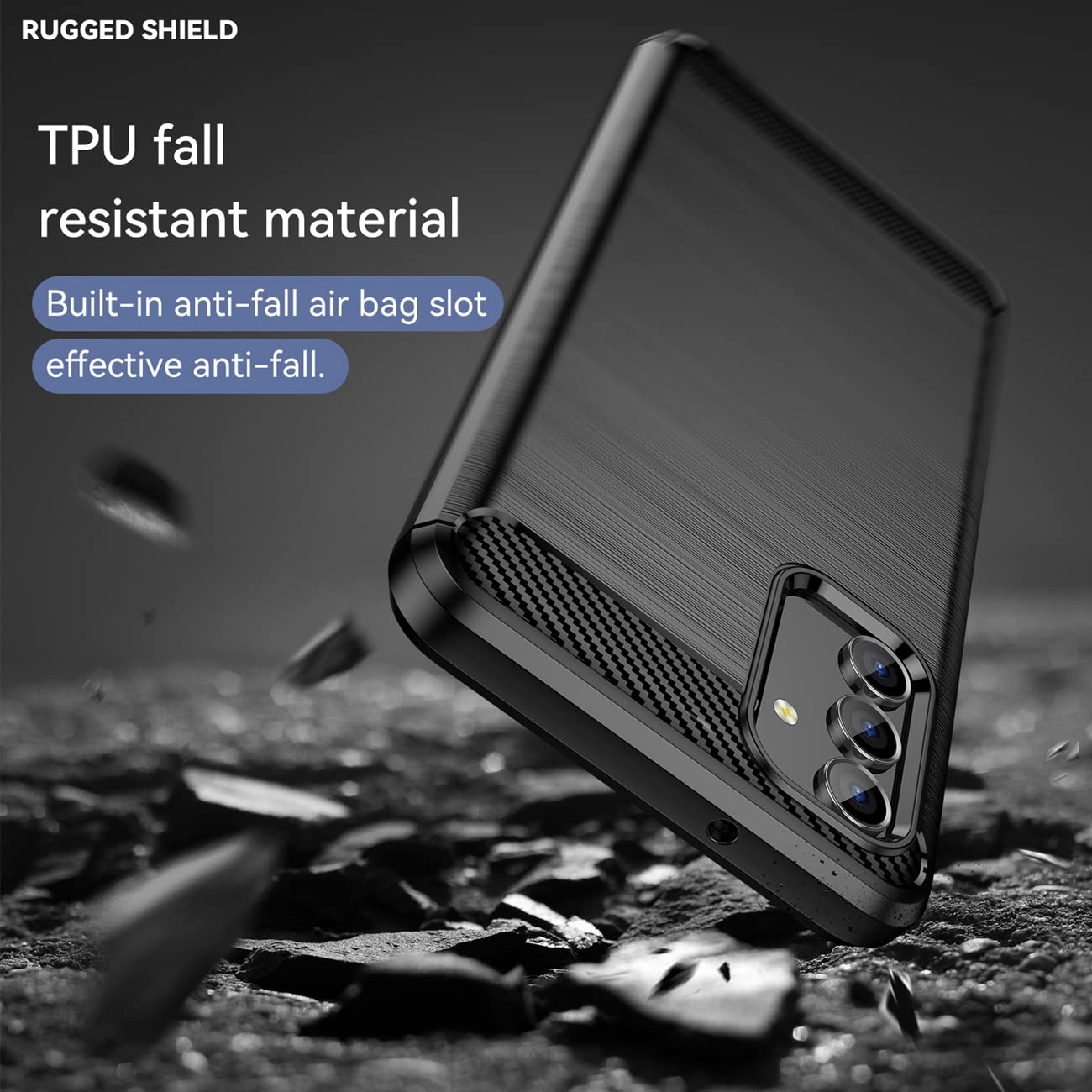Koarwvc Phone Case for Galaxy A13 4G Case, Samsung A13 5G SM-A135U SM-A135M Case Carbon Fiber Shockproof Rugged Shield Anti-Scratch Soft TPU Back Cover Cases for Samsung Galaxy A13 4G / A13 5G (Black)