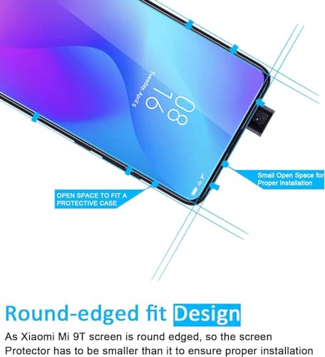 NEW'C 3 Pack Designed for Xiaomi Mi 9T, Mi 9T Pro Screen Protector Tempered Glass, Case Friendly Anti Scratch Bubble Free Ultra Resistant