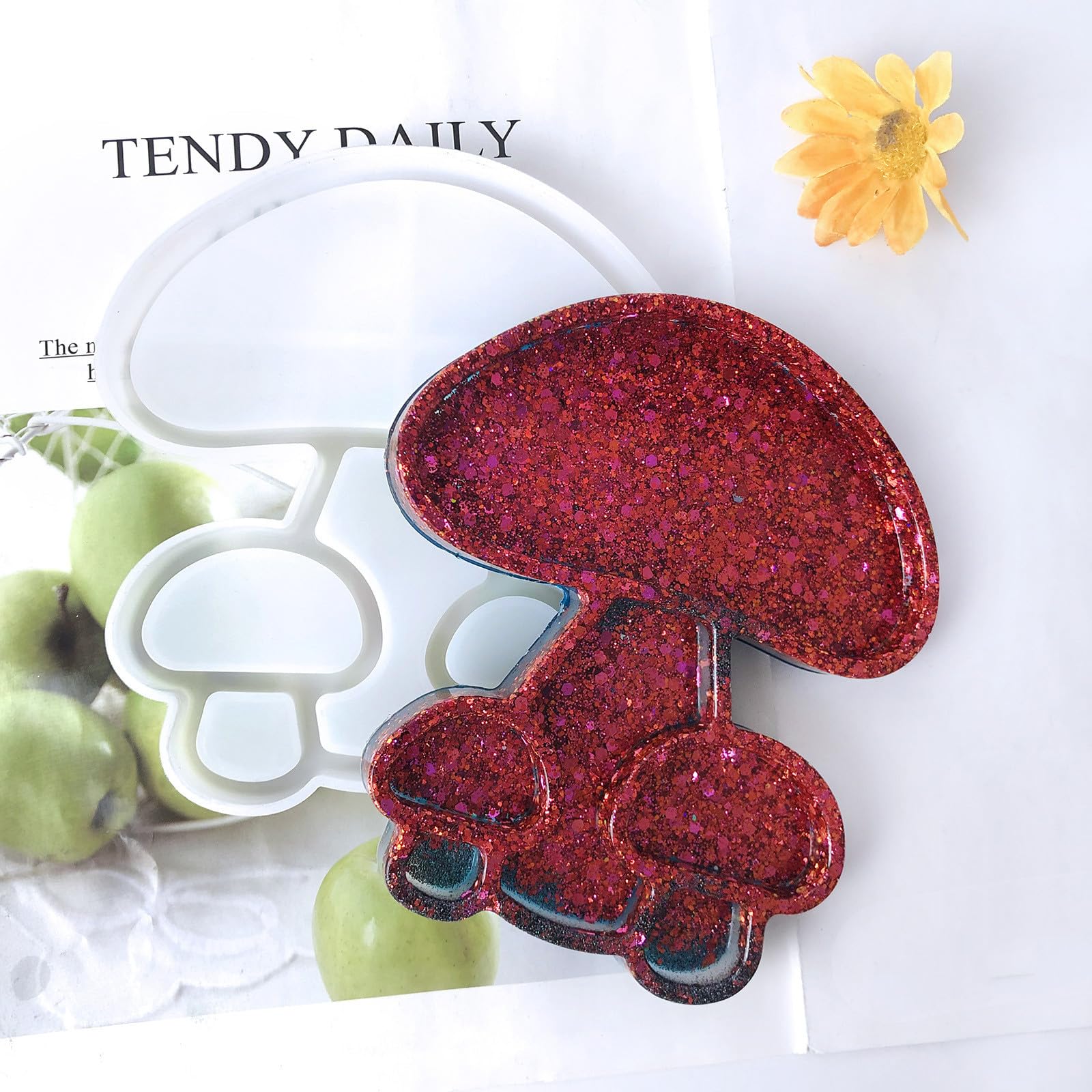 Xidmold Tray Resin Mold, Mushroom Shaped Tray Silicone Mold, Epoxy Resin Casting Molds for Jewelry Storage, Fruit Food Dish, Home Decor