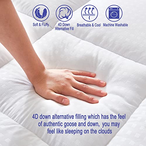 SWTMERRY King Size Mattress Pad Topper - Extra Thick Quilted Fitted Mattress Protector Pillow Cotton Top with 21" Deep Pocket for 8-24 inches Mattress,Soft and Breathable Bed Topper Cover