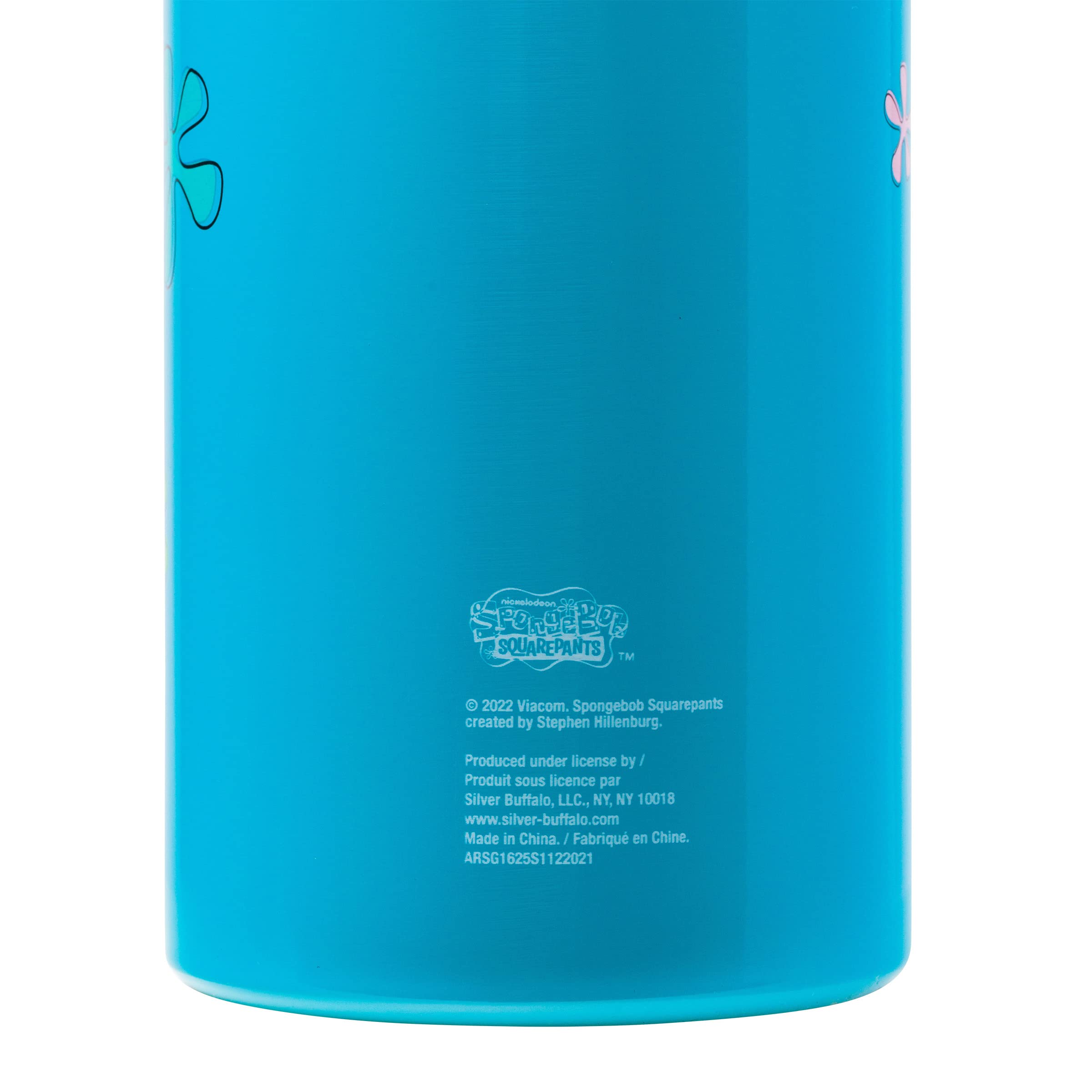 Silver Buffalo Spongebob Sup Fishes Stainless Steel Water Bottle With Twist Lid, 42 Ounces