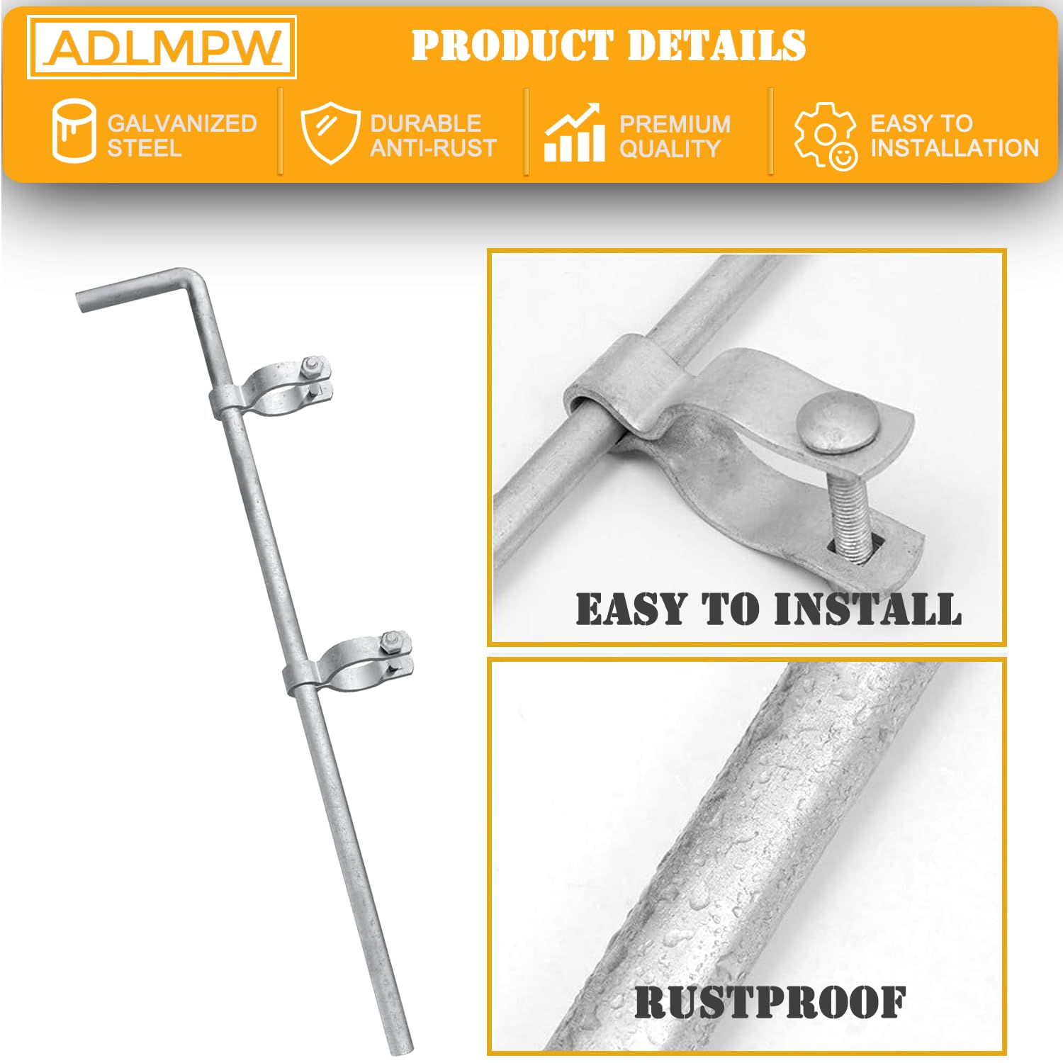 1-3/8" × 32" Gate Drop Rod, Galvanized Steel Gate Cane Bolt for Chain Link Fence, with 2pcs 1-3/8" Female gate Frame Hinge.
