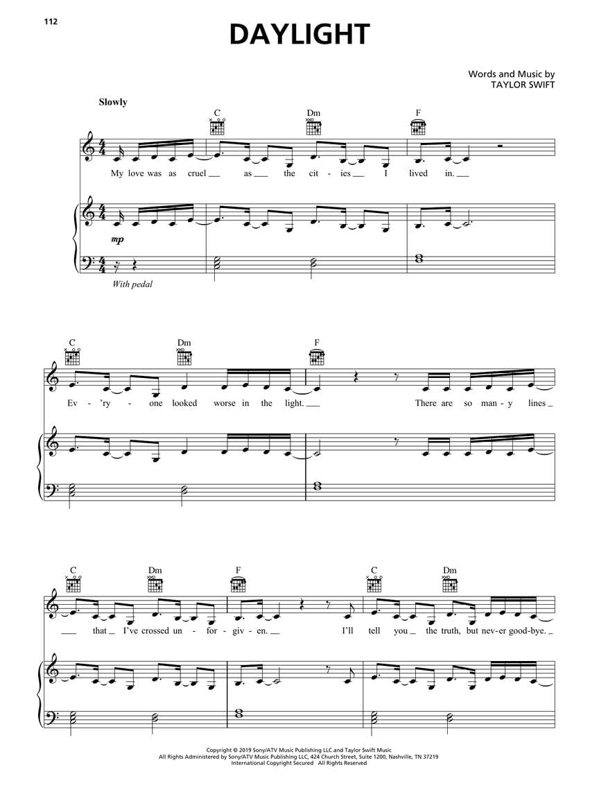 TAYLOR SWIFT - LOVER | EASY TAYLOR SWIFT PIANO MUSIC BOOK | 18 HITS BY THE GREATEST POP ARTIST - SON