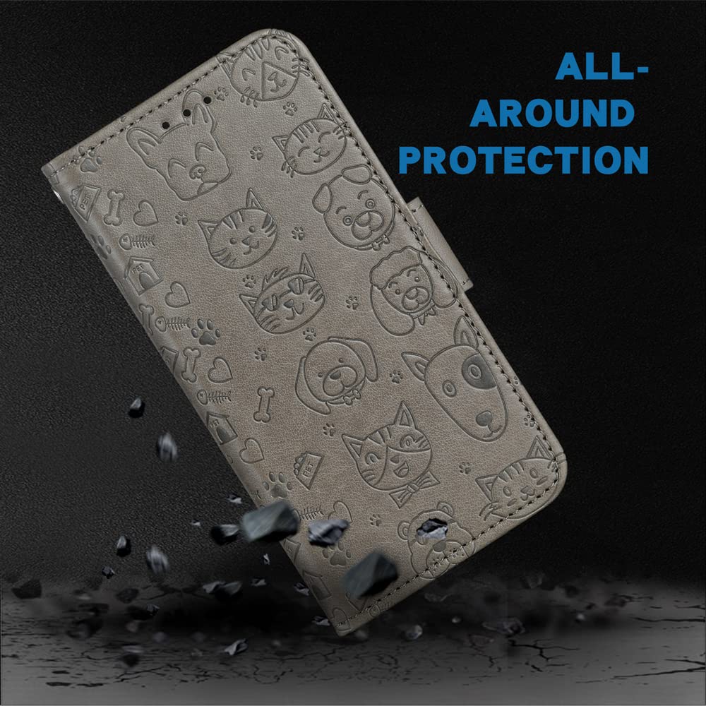 FDCWTSH Compatible with Samsung Galaxy A02S Wallet Case Wrist Strap Lanyard Leather Flip Cover Card Holder Stand Cell Accessories Phone Cover for Glaxay A 02s Galaxies M02s SM-A025V Women Men Grey