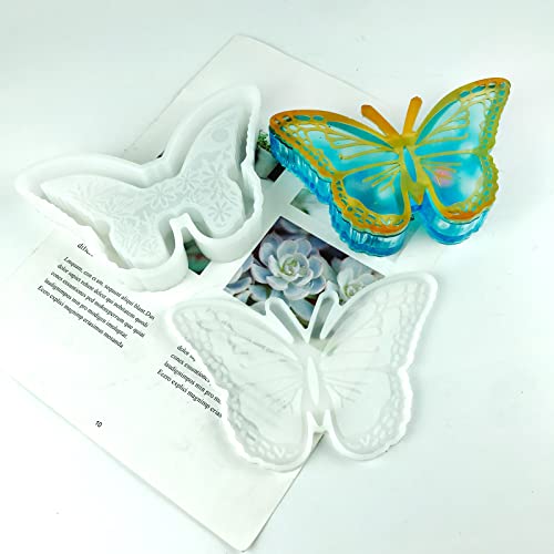 Butterfly Storage Box Molds Butterfly Silicone Molds with Lid for Epoxy Resin Casting Resin Mold for DIY Jewelry Storage Box Candy Container Makeup Storage Box