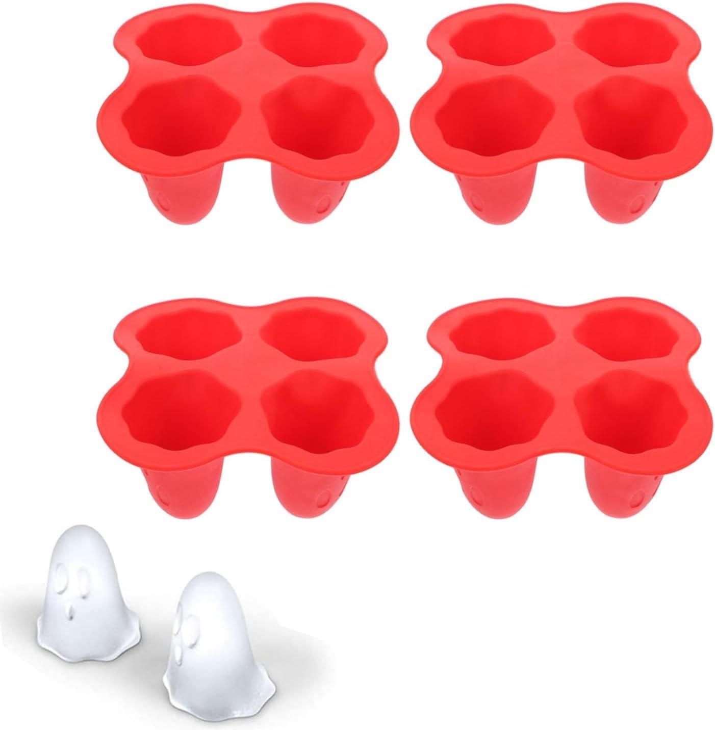 Ice Cube Tray Ghost Ice Cube Molds, Halloween Ghost Decor Easy Release Silicone Mold, Silicone Ice Cube Molds, Halloween Ice Maker Molds(4)