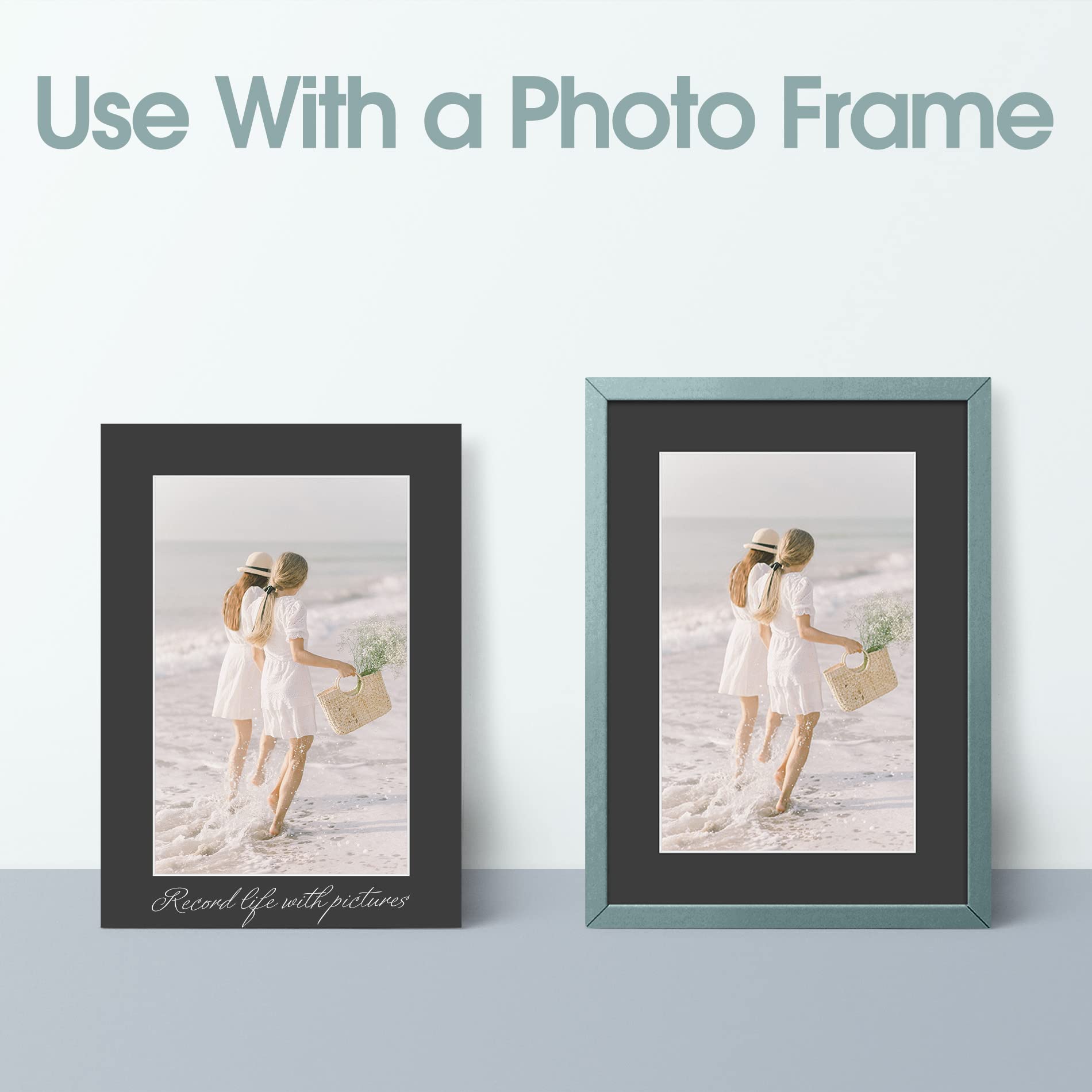 Golden State Art, Pack of 25 Black Pre-Cut 5x7 Picture Mat for 4x6 Photo with White Core Bevel Cut Mattes Sets. Includes 25 High Premier Acid Free Matts & 25 Backing Backers Board & 25 Clear Bags