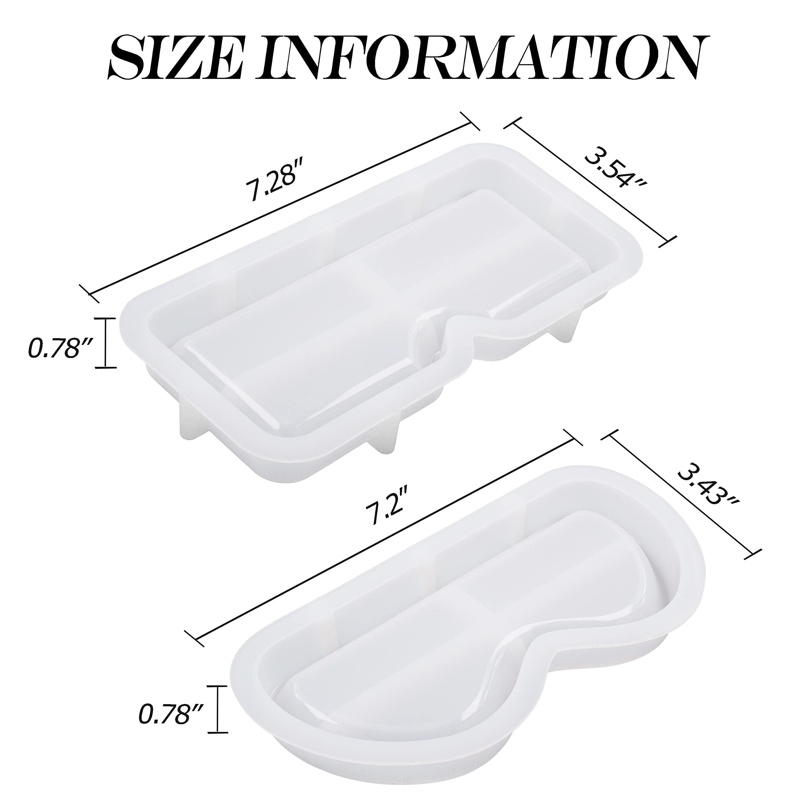 Pulcher Resin Molds, 2PCS Tray Silicone Molds Glass Sunglasses Jewelry Trinket Holder Small Trays Epoxy Mold for Resin Casting Craft DIY Gifts