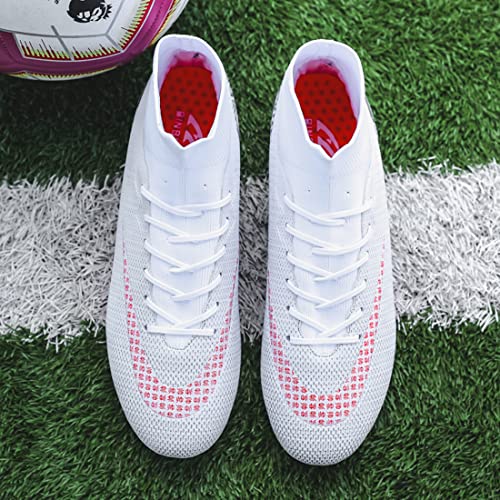 FGCVX Men's Soccer Cleats Athletic Soccer Boots Sneaker Turf Football Shoes Firm Ground White