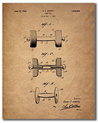 Workout Patent Prints - Set Of 4 Gym Decor Wall Art Photos - Weight Lifting Exercise Treadmill
