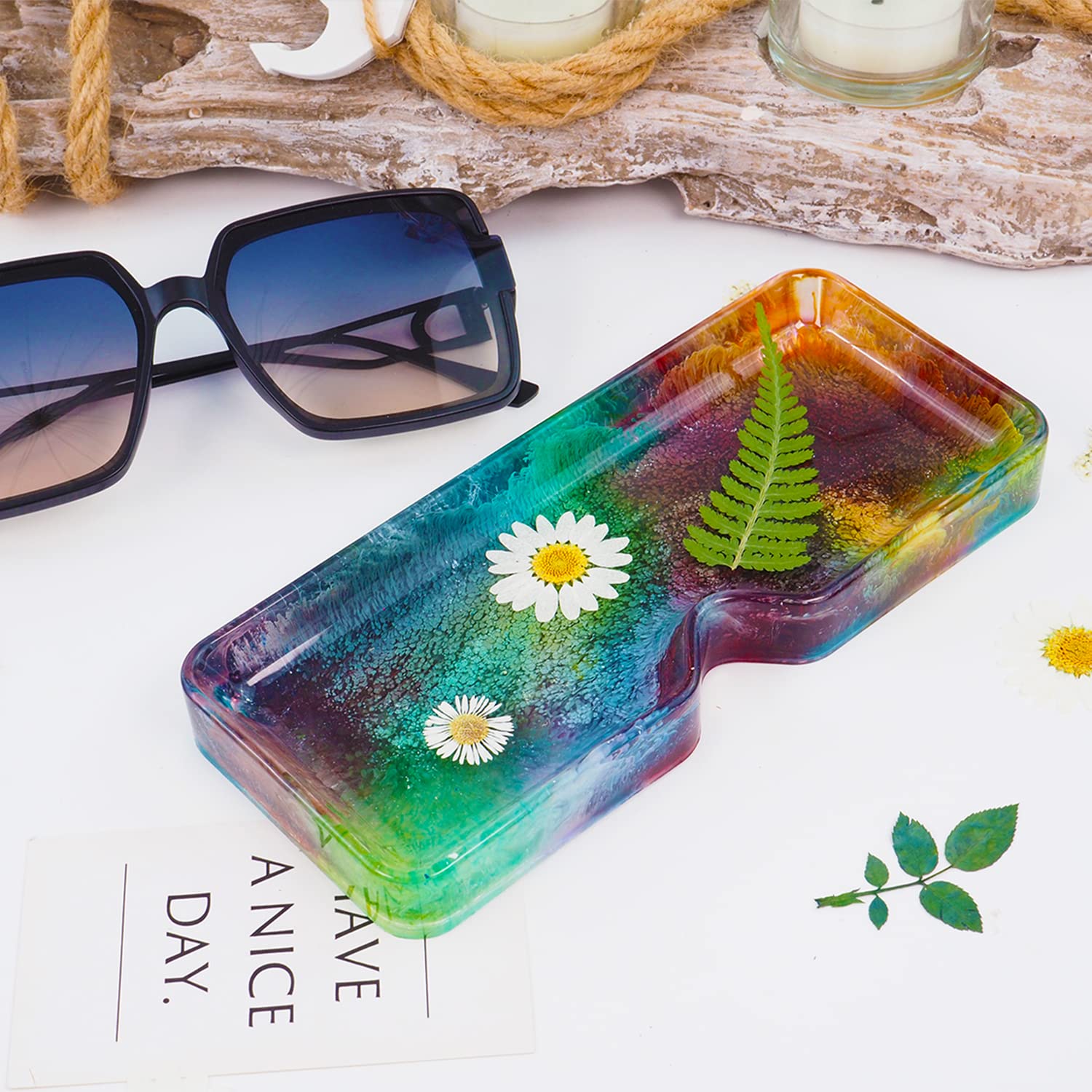Pulcher Resin Molds, 2PCS Tray Silicone Molds Glass Sunglasses Jewelry Trinket Holder Small Trays Epoxy Mold for Resin Casting Craft DIY Gifts