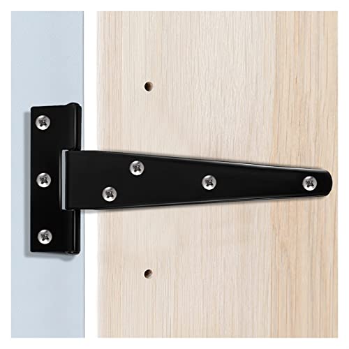 Garden Gate Hinges,Tee Shed Hinge, 6 X 5 Inch Heavy Duty Hinges Black Iron T-Shaped Triangle Hinges Shed Wood Fence Door Hinges Hardware