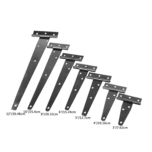 Garden Gate Hinges,Tee Shed Hinge, 10/12 Inch Heavy Duty Hinges 1pc Black T-Shaped Triangle Hinge Shed Wood Fence Door Hinge Hardware Hinges (Size : 10 Inch) (Size : 10 Inch)