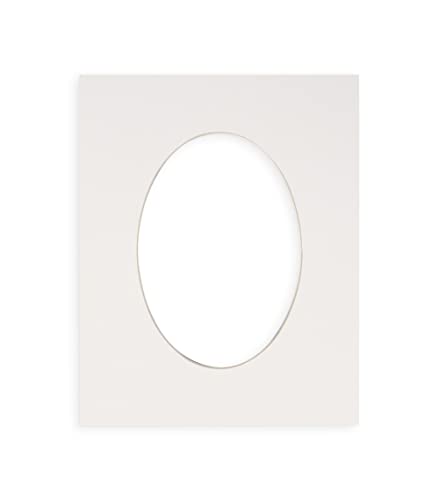 10x18 Mat Bevel Cut for 8.5x11 Photos - Precut White Oval Shaped Photo Mat Board Opening - Acid Free Matte to Protect Your Pictures - Bevel Cut for Family Photos, Pack of 1 Matboard Show Kit With Acid