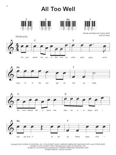 Taylor Swift - Super Easy Songbook - 2nd Edition: 30 Simple Arrangements for Piano with Lyrics