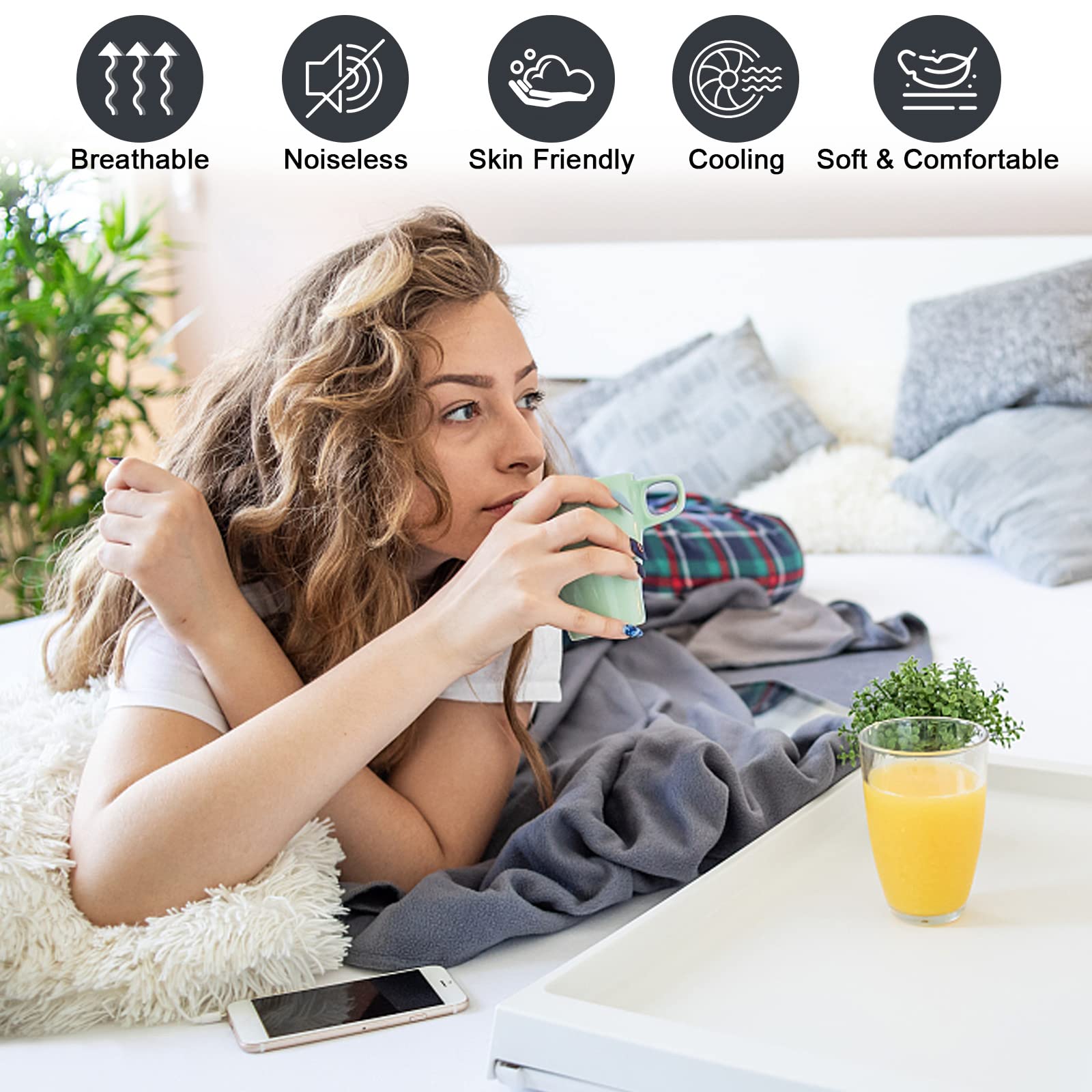 Waterproof Mattress Protector Queen, Fitted Sheet Style Breathable Mattress Cover with Deep Pocket Fits Up to 18'', Machine Washable Noiseless Bed Cover for Kids Adults Pets (Black, 60'' X 80'')