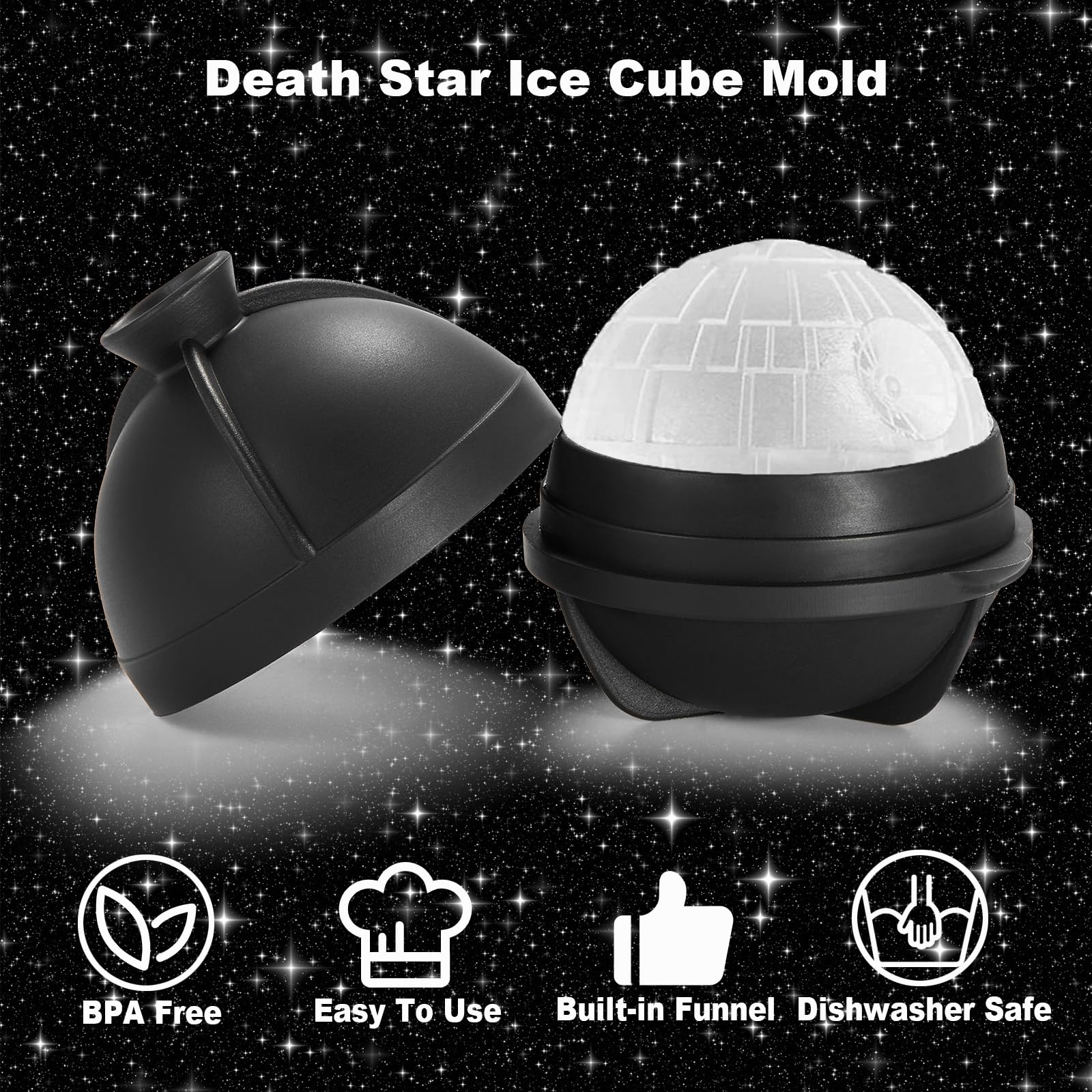 Nax Caki 3D Ball Ice Cube Mold, Whiskey Gifts Stocking Stuffers Ideas for Adults Men Women, 2.5" Large Silicone Round Ice Cube Tray for Cocktails,Bourbon,Whiskey,Brandy