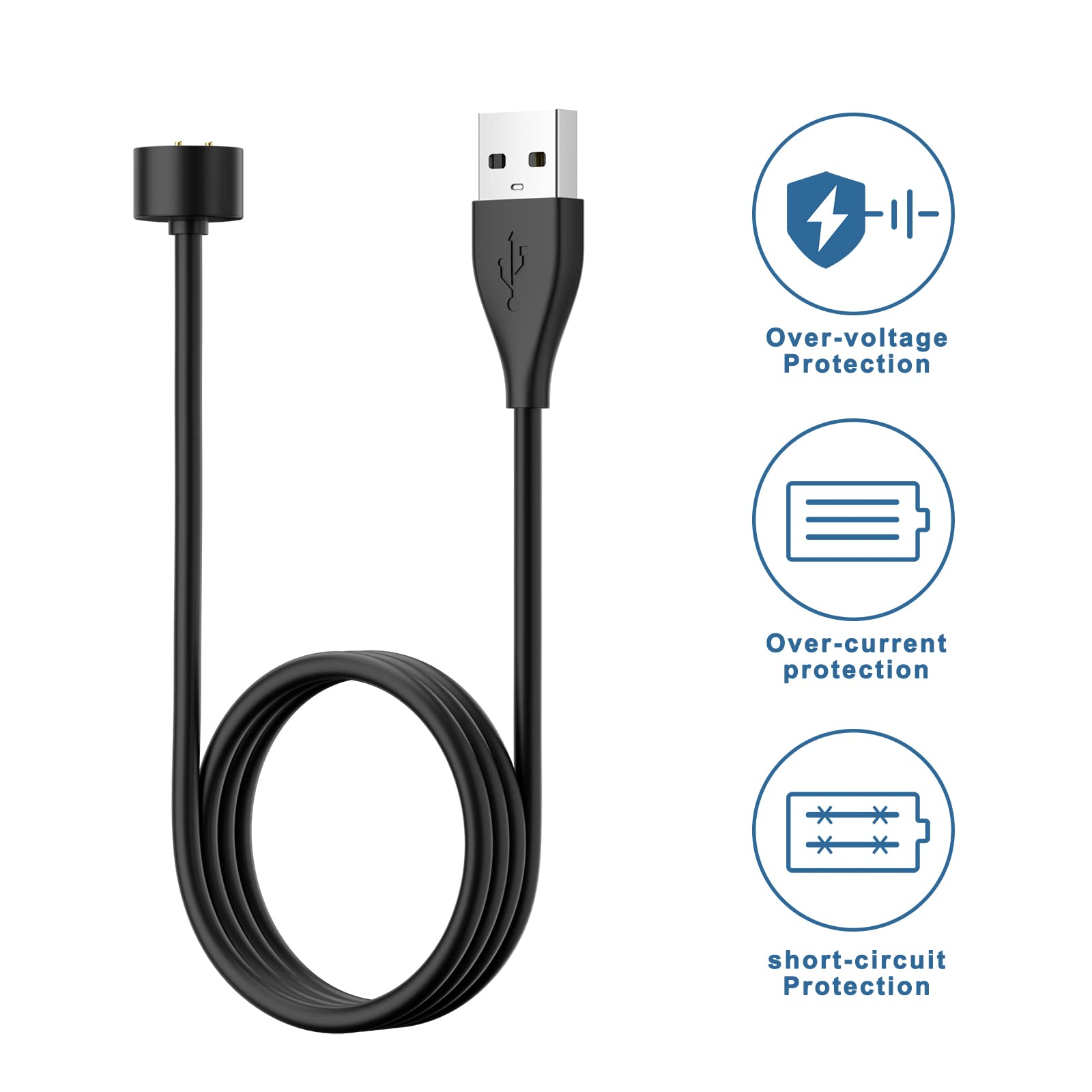 [2-Pack] Charger Cable for Xiaomi Mi Band 5/6/7 Smart Watch, Replacement USB Charging Cradle Dock Stand Cable for Amazfit Band 5 Fitness Tracker (3.3 ft/1.6ft)
