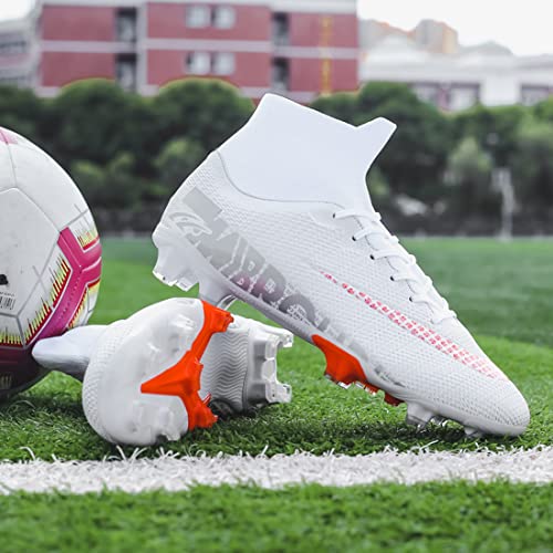 FGCVX Men's Soccer Cleats Athletic Soccer Boots Sneaker Turf Football Shoes Firm Ground White
