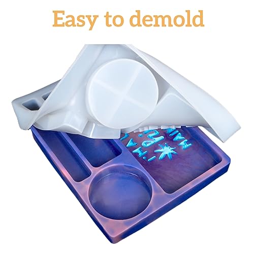 Silicone Molds for Resin - Medium Rolling Ashtray Mold and Resin Grinder Mold for Grind with Efficient Spikes Shape and Astray Mold,Rectangular Molds for Resin Casting DIY Kit