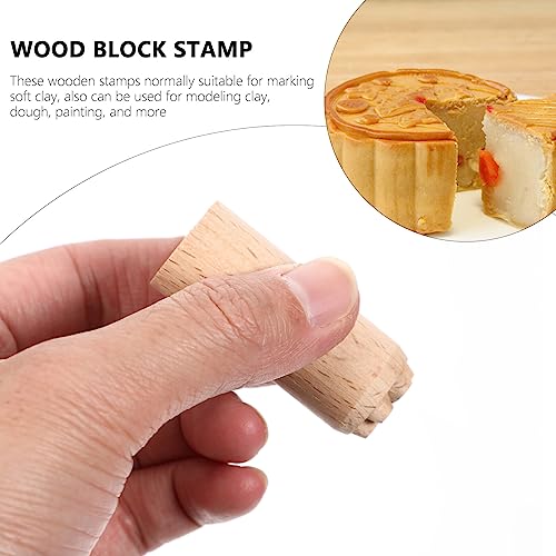 VILLCASE 2cm Wooden Stamp Clay Decorative Stamp Pottery Tool Stamp Homemade Pasta Tools Round Shape Printing Stamp Pottery Stamp Stamps for Textured Hand Roller DIY Tools Cookies Moon Cake