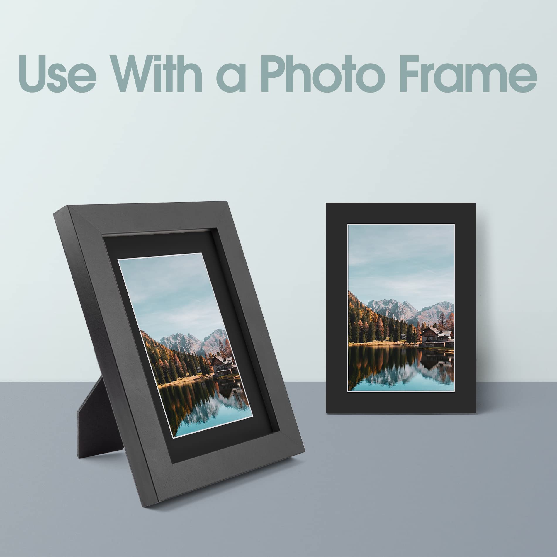 Golden State Art, Acid Free, Pack of 100, 5x7 Black Picture Mats Mattes for 4x6 Photos - White Core Bevel Cut