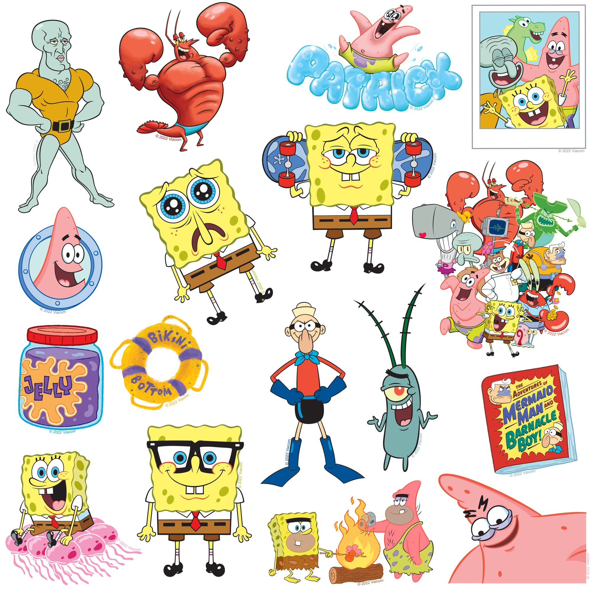 Spongebob Squarepants Sticker Pack Die Cut Vinyl Large Deluxe Stickers Variety Pack - Laptop, Water Bottle, Scrapbooking, Tablet, Skateboard, Indoor/Outdoor - Set of 50