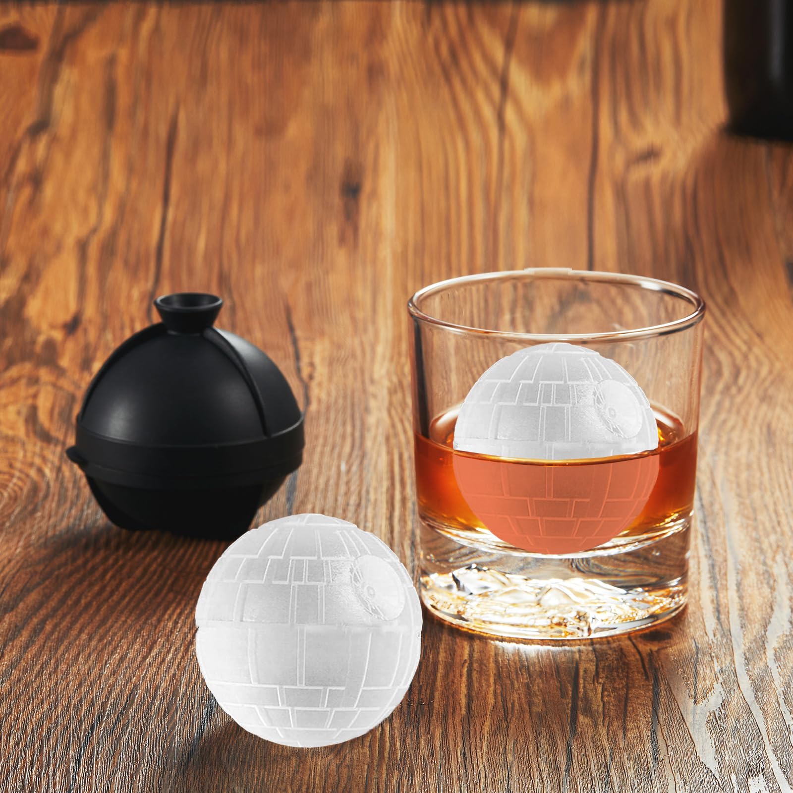 Nax Caki 3D Ball Ice Cube Mold, Whiskey Gifts Stocking Stuffers Ideas for Adults Men Women, 2.5" Large Silicone Round Ice Cube Tray for Cocktails,Bourbon,Whiskey,Brandy