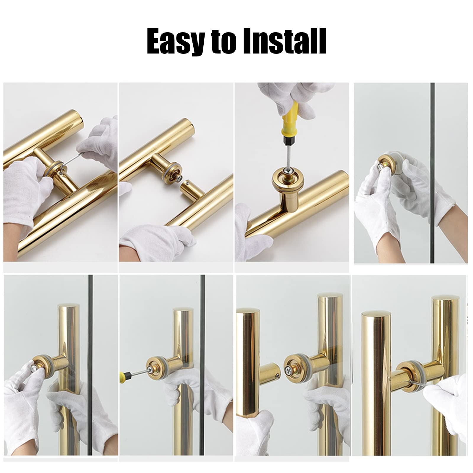 Push Pull Door Handle Round,Modern Gate Handles for Wooden Fences,Sliding Barn/Glass Door Entry Door Pulls for Farmhouse,Shower,Garage (Color : Titanium,Size : 180cm/70.9in - 140cm) (Rose 120cm/47.2in