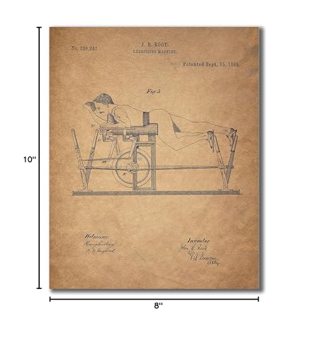Workout Patent Prints - Set Of 4 Gym Decor Wall Art Photos - Weight Lifting Exercise Treadmill