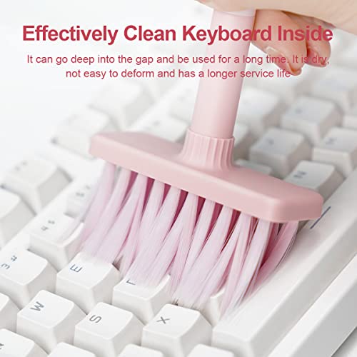 Hagibis Cleaning Soft Brush Keyboard Cleaner 5-in-1 Multi-Function Computer Tools Kit Corner Gap Duster Keycap Puller Remover for PC Laptop Airpods Pro Camera Lens (Pink)