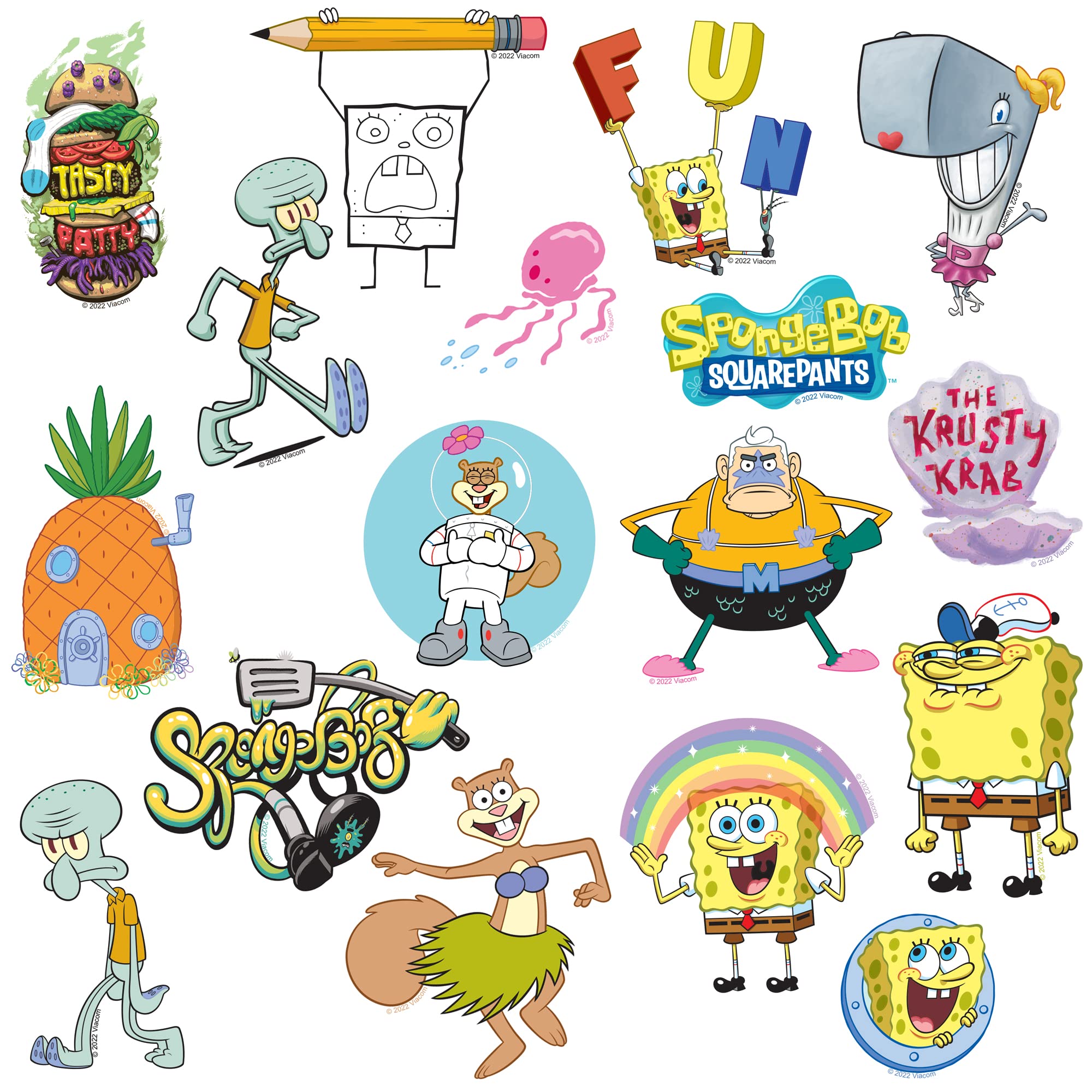 Spongebob Squarepants Sticker Pack Die Cut Vinyl Large Deluxe Stickers Variety Pack - Laptop, Water Bottle, Scrapbooking, Tablet, Skateboard, Indoor/Outdoor - Set of 50