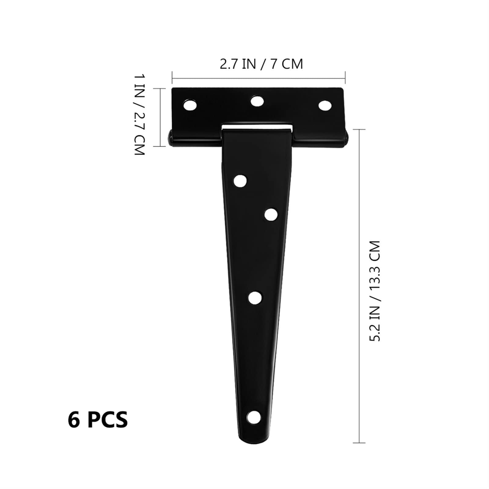 Heavy Duty Hinge,Long Strap T Hinge, 6 X 5 Inch Heavy Duty Hinges Black Iron T-Shaped Triangle Hinges Shed Wood Fence Door Hinges Hardware