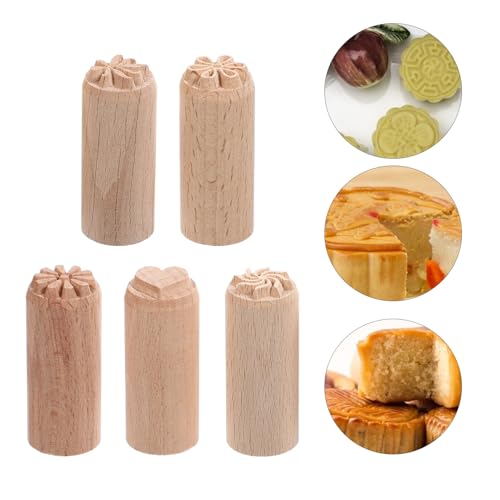 VILLCASE 2cm Wooden Stamp Clay Decorative Stamp Pottery Tool Stamp Homemade Pasta Tools Round Shape Printing Stamp Pottery Stamp Stamps for Textured Hand Roller DIY Tools Cookies Moon Cake
