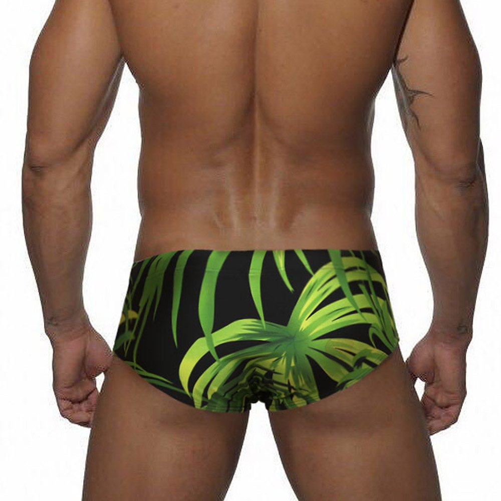 Taddlee Men Swimwear Swim Bikini Briefs Pad Swimsuits Board Surf Shorts Trunks (L,Green)
