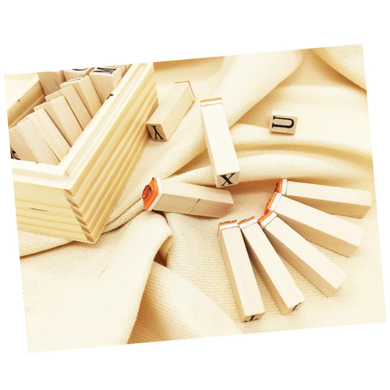 STOBOK 2pcs 26 Stamps United States Letter Student Wooden