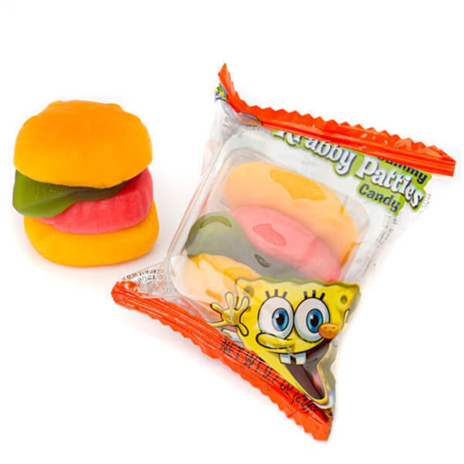 Krabby Patty Gummy Candy | Sponge Bob Individually Wrapped Burger Shaped Pattie | Basket Stuffer Birthday Party Favor Gift Valentine Candy Easter - Plus Muchai Box (Large Bag)