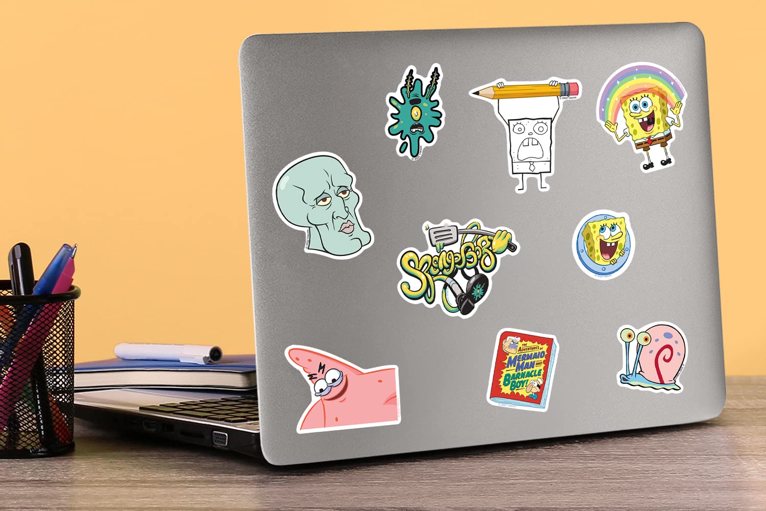 Spongebob Squarepants Sticker Pack Die Cut Vinyl Large Deluxe Stickers Variety Pack - Laptop, Water Bottle, Scrapbooking, Tablet, Skateboard, Indoor/Outdoor - Set of 50