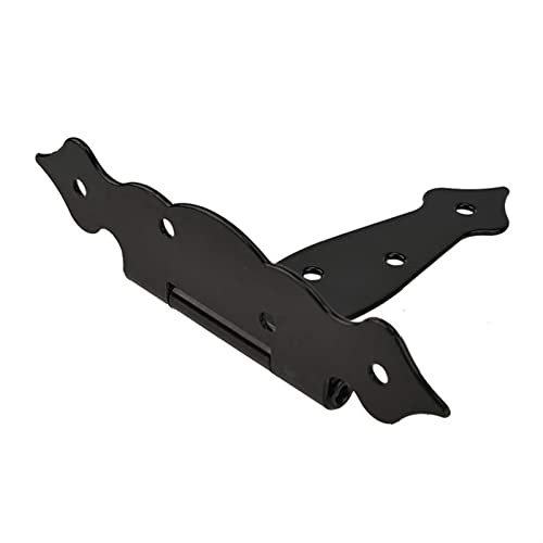 Garden Gate Hinges,Tee Shed Hinge, 4 X 6 Inch Heavy Duty Hinges Black Iron T-Shaped Triangular Slotted Hinges Shed Wood Fence Door Hinges Hardware Door Accessories