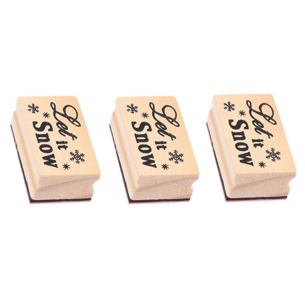 3pcs Christmas Snowflake Stamp Wooden Stamps Scrapbook Stamp Christmas Holiday Decorative Rubber Stamp Xmas Stamp Wooden Seal DIY Diary Stamp Snow Stamp self Made periodicals